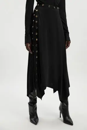 Karen Millen Crepe Hanky Hem Maxi Skirt - Black