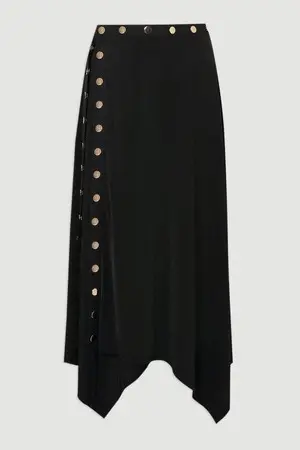 Karen Millen Crepe Hanky Hem Maxi Skirt - Black