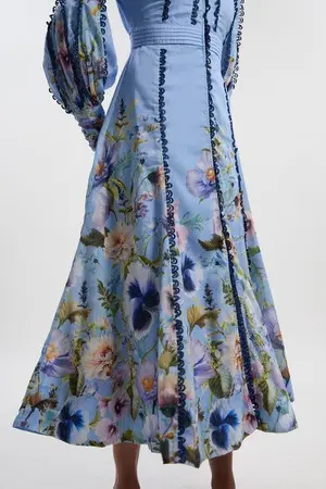 Karen Millen Trailing Floral Woven Plunge Maxi Dress