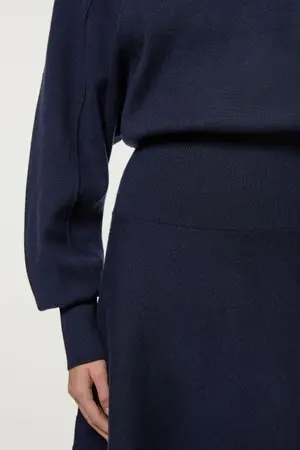 Karen Millen Wool Look Rounded Sleeve Knit Midi Dress