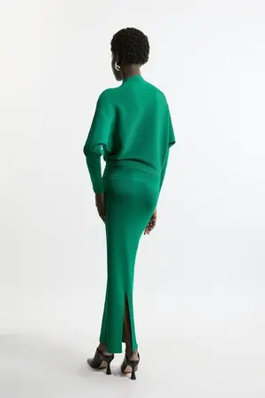 Karen Millen Drape Knit Bat Wing Pencil Midi Dress - Green