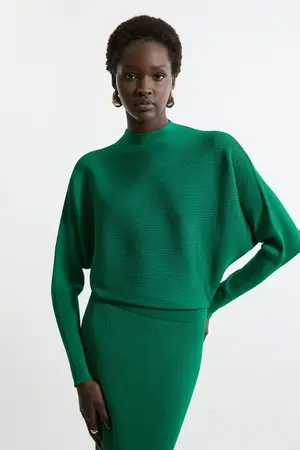 Karen Millen Drape Knit Bat Wing Midi Dress