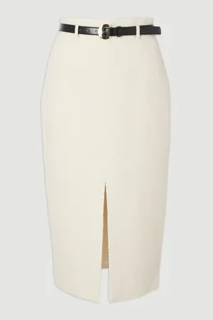 Karen Millen Textured Tweed Belted Pencil Skirt