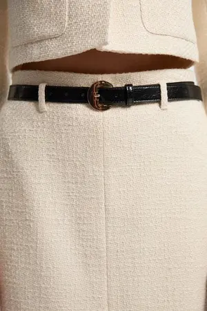 Karen Millen Textured Tweed Belted Pencil Skirt