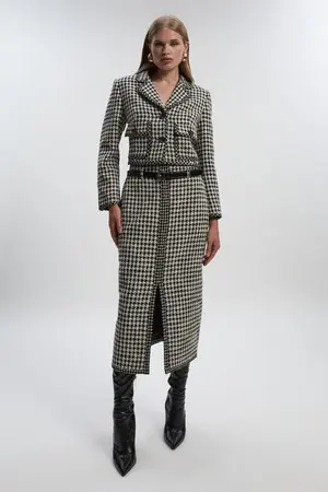 Karen Millen Textured Tweed Belted Pencil Skirt