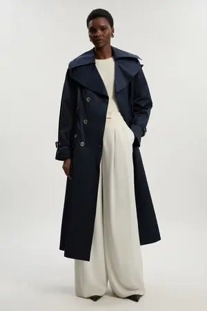 Karen Millen Belted Classic Trench Coat - Navy
