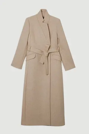 Karen Millen Wool Notch Neck Tailored Maxi Coat