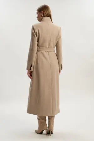 Karen Millen Wool Notch Neck Tailored Maxi Coat