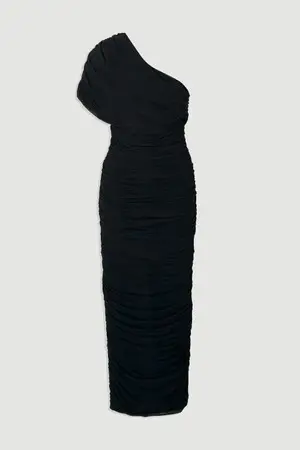 Karen Millen Mesh Asymmetric Neck Knit Maxi Dress