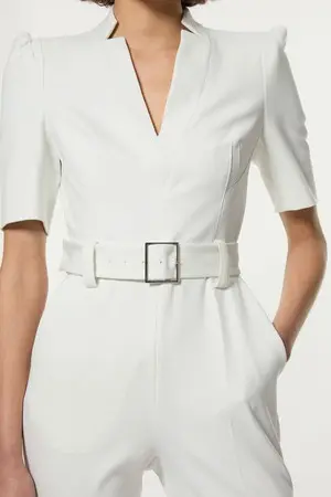 Karen Millen Petite Crepe Belted Jumpsuit