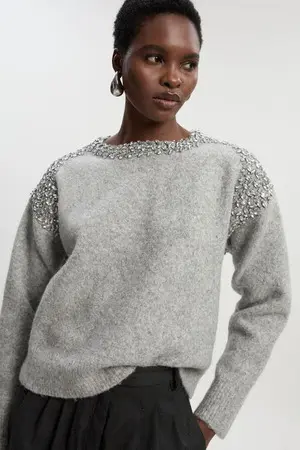 Karen Millen Embellished Trim Knit Jumper