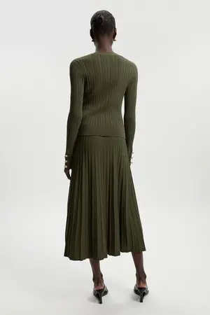 Karen Millen Textured Knit Pleated Midi Skirt