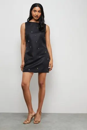 WAREHOUSE Sleeveless Embellished Mini Dress