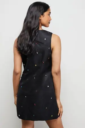WAREHOUSE Sleeveless Embellished Mini Dress