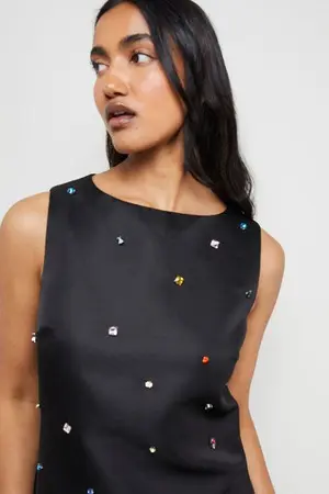 WAREHOUSE Sleeveless Embellished Mini Dress