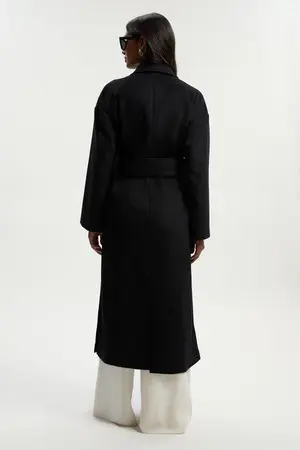 Karen Millen Brushed Wool Wrap Maxi Coat - Black