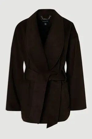 Karen Millen Brushed Wool Wrap Short Coat