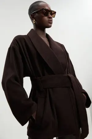 Karen Millen Brushed Wool Wrap Short Coat