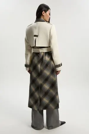 Karen Millen Wool Check Trench Midi Coat
