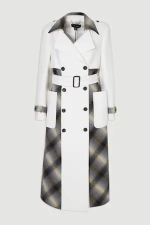 Karen Millen Wool Check Trench Coat