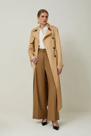 Karen Millen Tailored Classic Belted Trench Coat - Camel