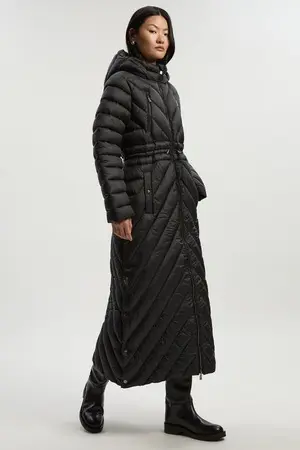 Karen Millen Petite Lightweight Packable Maxi Coat - Black