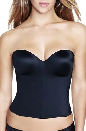 DOMINIQUE INTIMATES Ariel Low Back Hidden Underwire Convertible Strapless Longline Bra - Black