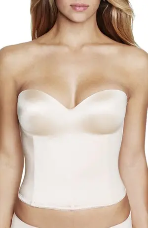 DOMINIQUE INTIMATES Ariel Low Back Hidden Underwire Convertible Strapless Longline Bra - Latte