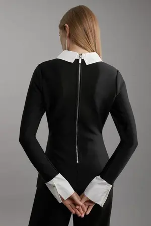 Karen Millen Bandage Embellished Collar Knit Top