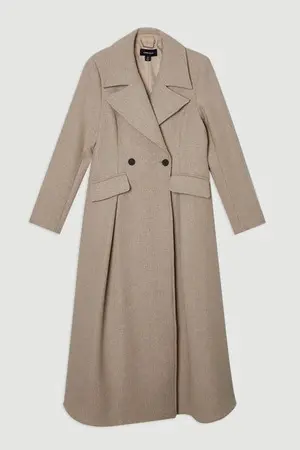 Karen Millen Wool Tailored Flared Skirt Midi Coat