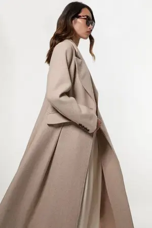 Karen Millen Wool Tailored Flared Skirt Midi Coat