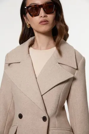 Karen Millen Wool Tailored Flared Skirt Midi Coat
