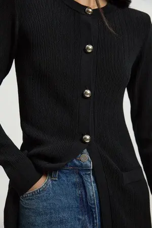 Karen Millen Dome Button Longline Knitted Cardigan