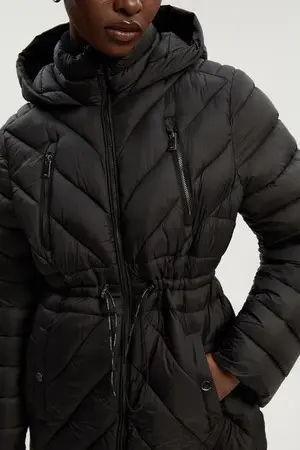 Karen Millen Petite Packable Knee Length Coat - Black