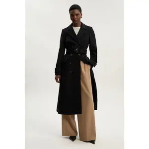 Karen Millen Wool Blend Belted Midi Coat - Black