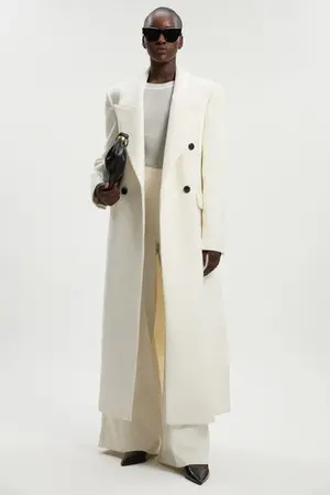 Karen Millen Brushed Wool Double-breasted Maxi Coat - Ivory