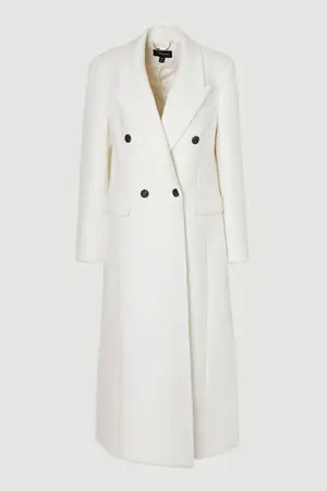 Karen Millen Brushed Wool Double-breasted Maxi Coat - Ivory