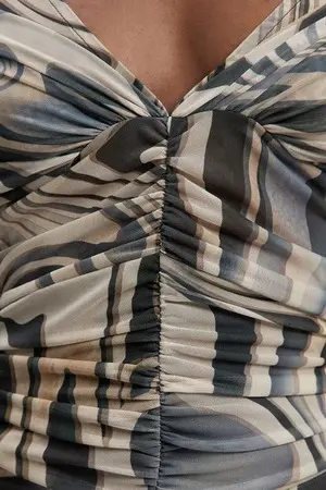 Karen Millen Marble Print Mesh Maxi Dress