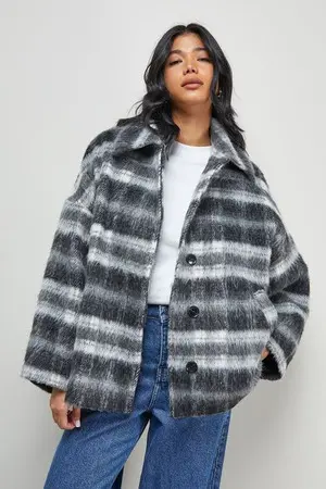 WAREHOUSE Oversized Short Car Coat - Multi
