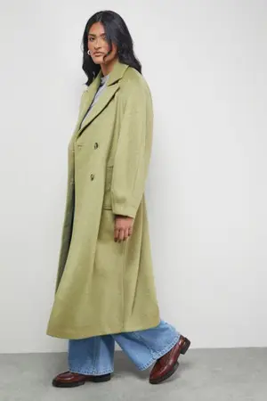 WAREHOUSE Oversized Pleat Back Detail Maxi Coat