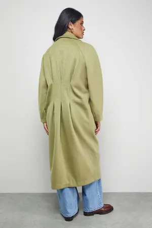 WAREHOUSE Oversized Maxi Coat With Pleat Back Detail