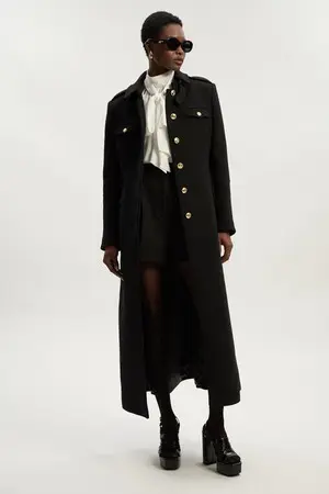 Karen Millen Wool Military Tailored Maxi Coat