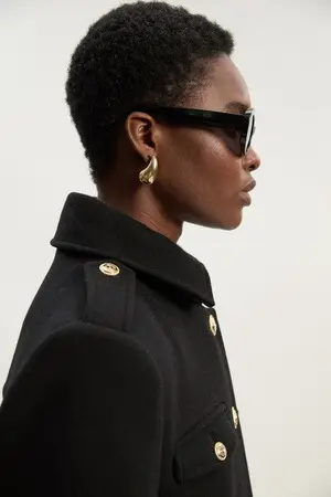 Karen Millen Wool Military Tailored Maxi Coat