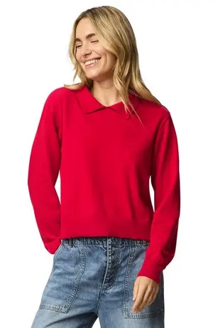 Splendid Phoebe Polo Sweater - Rouge Red