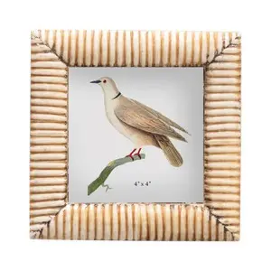 STORIED HOME Hand-carved Bone & Mdf Photo Frame With Ribbed Pattern