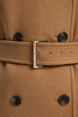 Karen Millen Wool Mix Belted Trench Maxi Coat - Camel