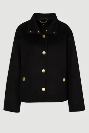 Karen Millen Brushed Wool Tailored Coat With Funnel Neck