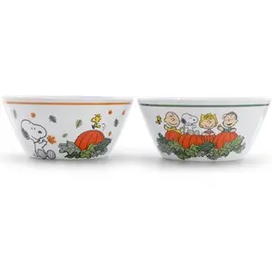 PEANUTS Happy Fall 4 Piece 5.8 Inch Round Melamine Cereal Bowl Set