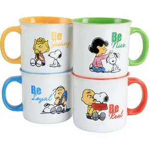 PEANUTS Gentle Reminders Stoneware 4 Piece 21oz Mug Set - White