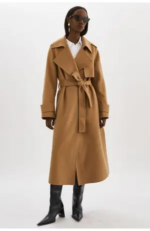 LAMARQUE Margaret Wool Trench Coat - Camel
